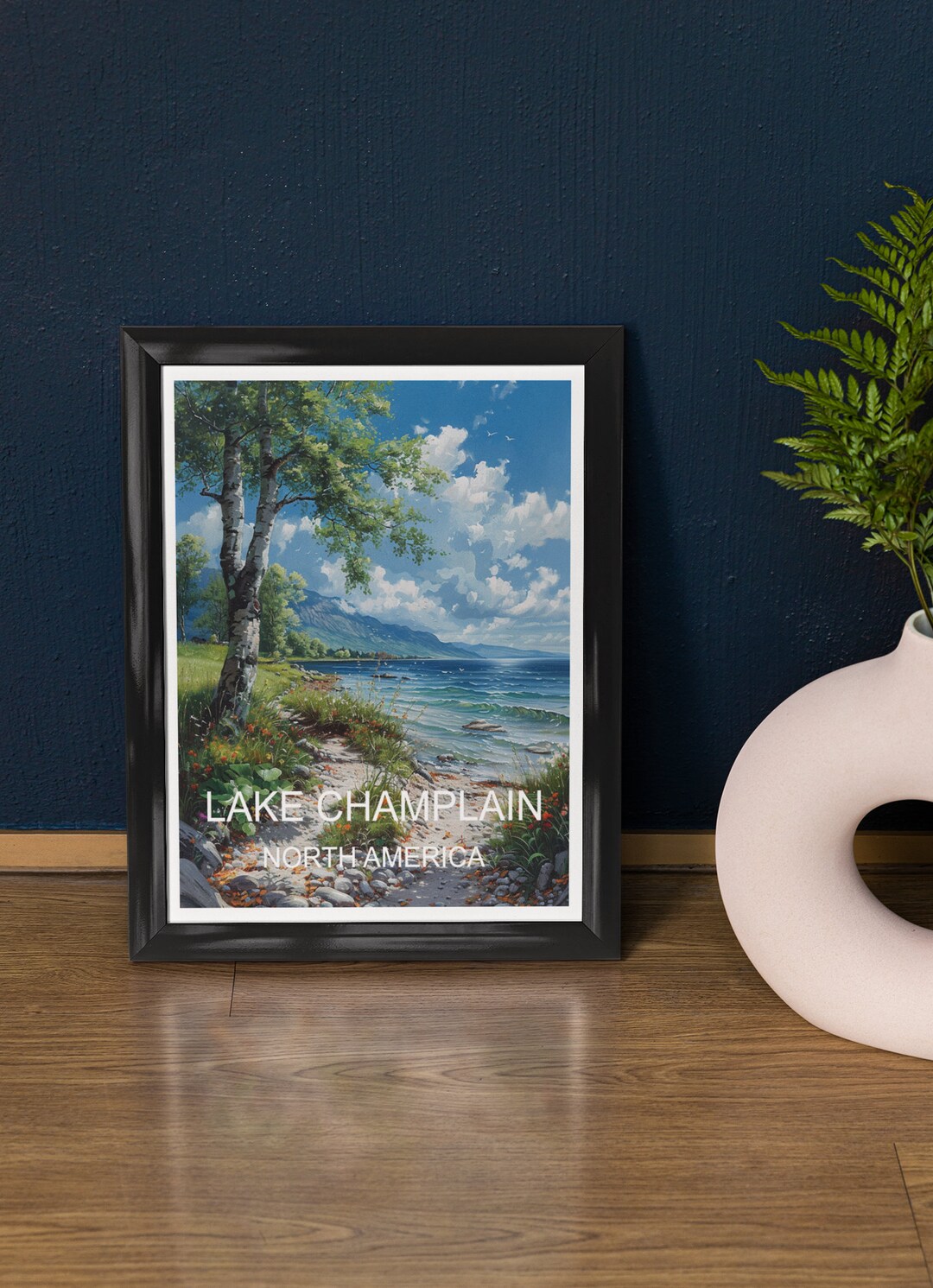 Lake Champlain Travel Poster, Landscape Poster Art, Travel Art, Travel ...