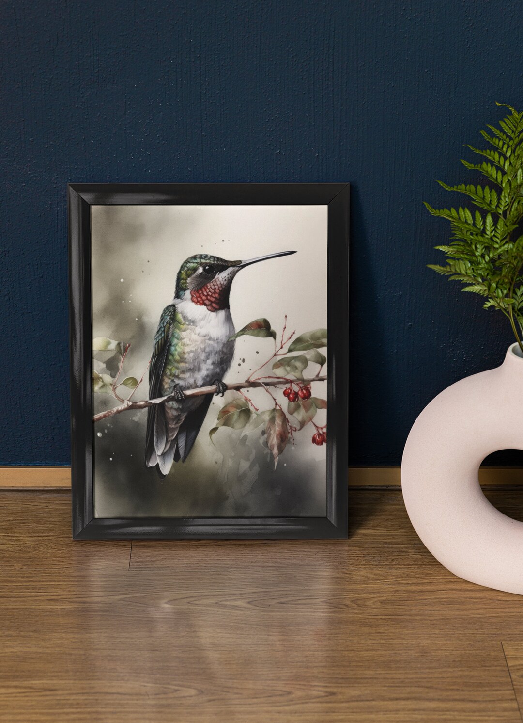 Ruby Throated Hummingbird Art Print, Bird Painting, Bird Wall Art, Bird ...