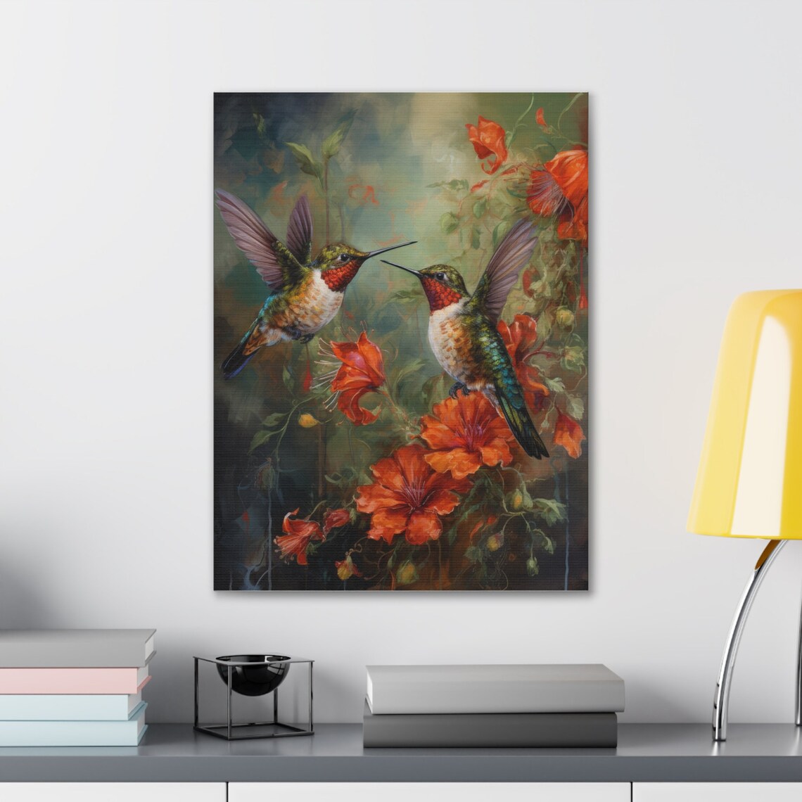 Hummingbird Canvas Art Print, Bird Painting, Bird Wall Art, Bird ...