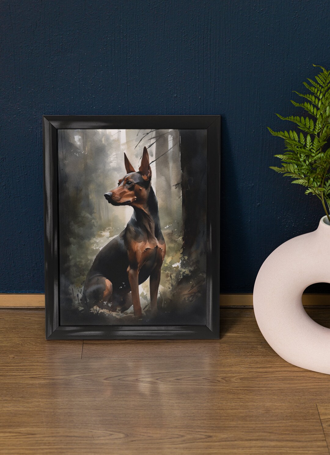 German Pinscher Dog Art Print, Dog Wall Art, Animal Art Print, Animal ...