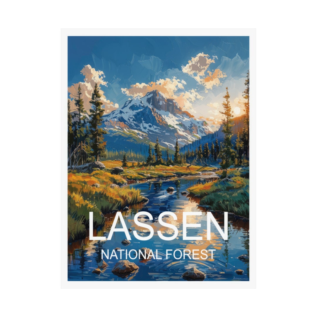 Lassen National Forest Travel Poster, Landscape Poster Art, Travel Art ...