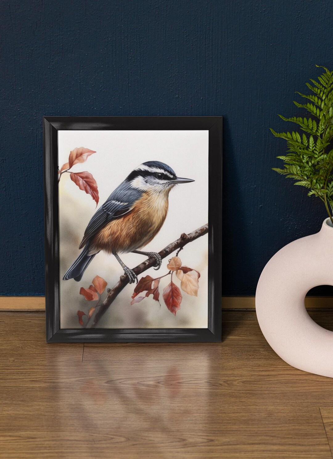 Red-breasted Nuthatch Bird Watercolor Painting Art Print: Nature Wall ...
