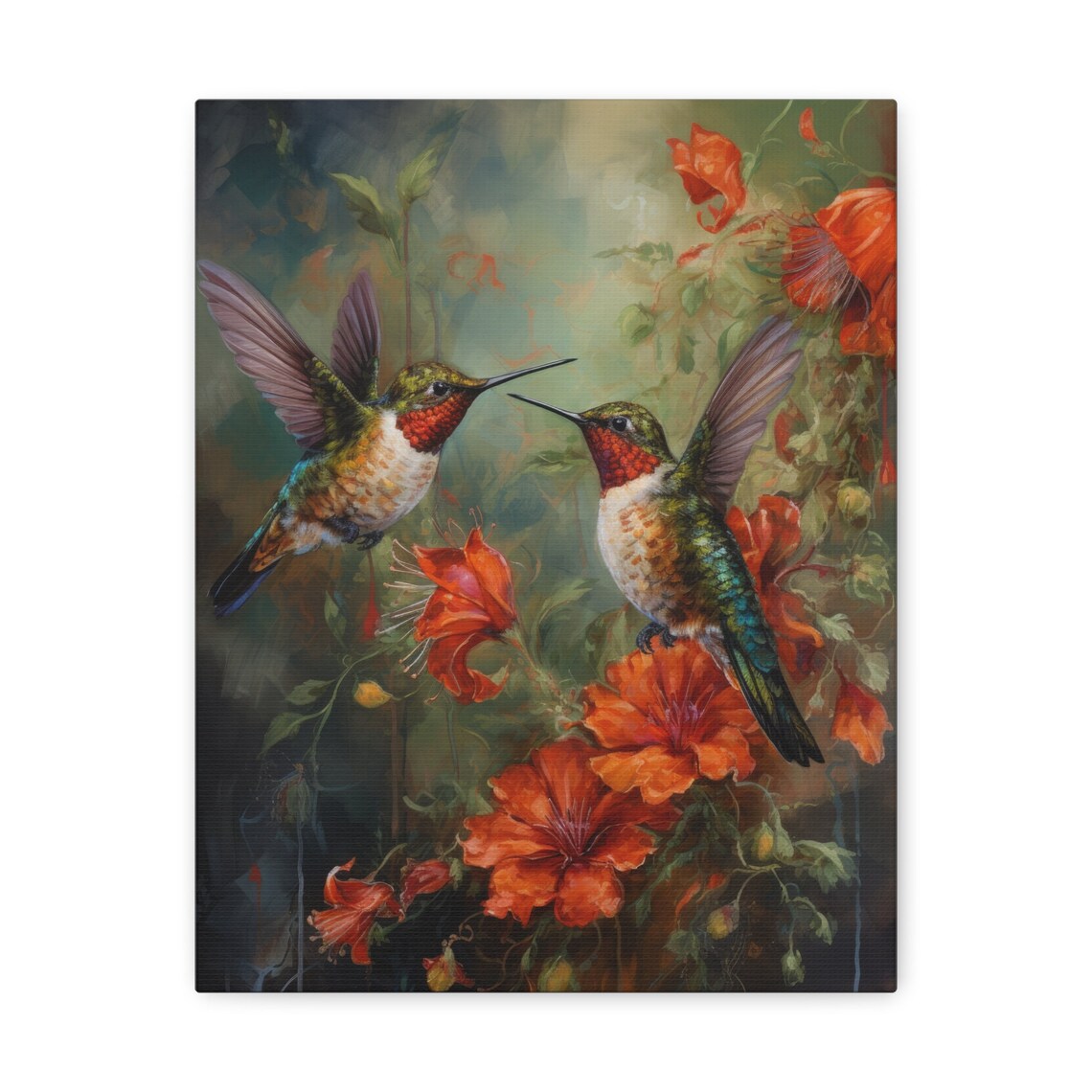 Hummingbird Canvas Art Print, Bird Painting, Bird Wall Art, Bird ...