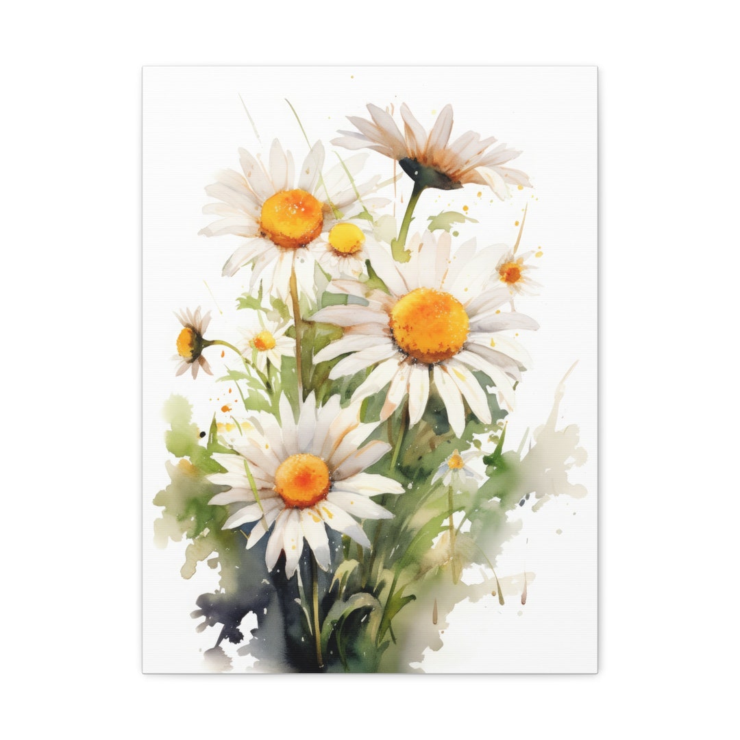 Daisy Flower Canvas Art Print, Flower Painting, Flower Décor, Floral ...