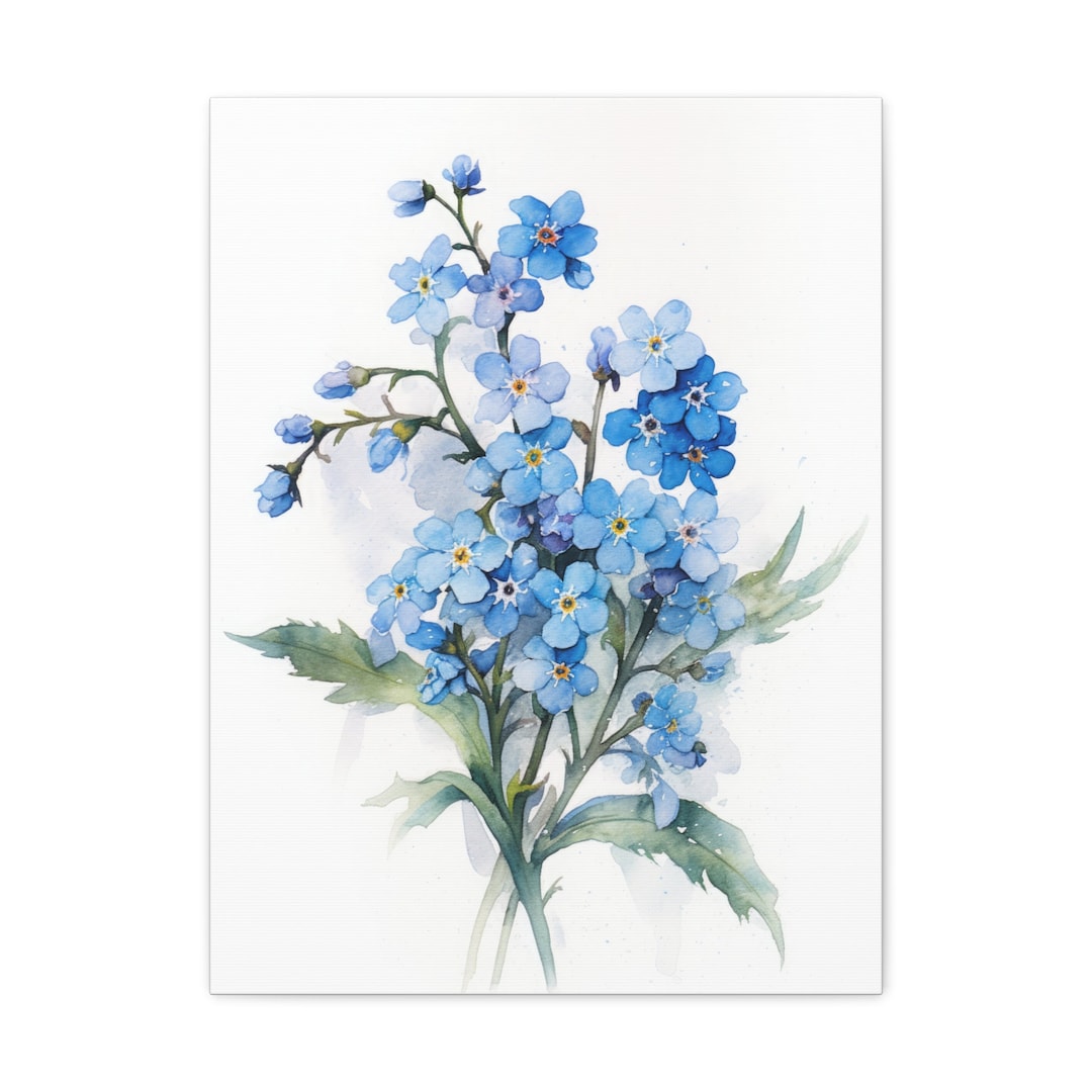 Forget Me Nots Flower Canvas Art Print, Flower Painting, Flower Décor ...