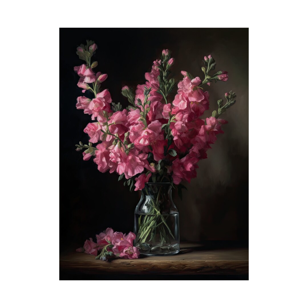 Pink Snapdragon Flower Art Print, Flower Painting, Flower Décor, Floral ...