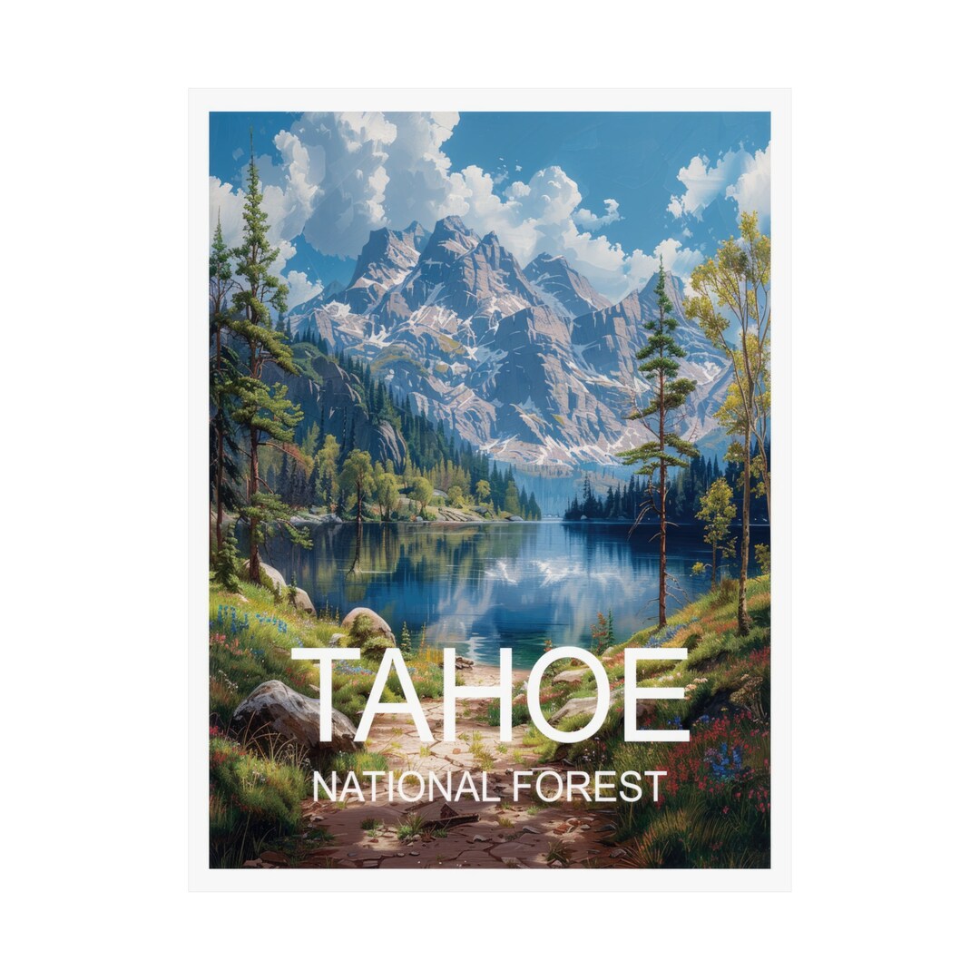 Tahoe National Forest Travel Poster, Landscape Poster Art, Travel Art ...