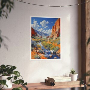Red Rock Canyon Travel Poster, Landscape Poster Art, Travel Art, Travel ...