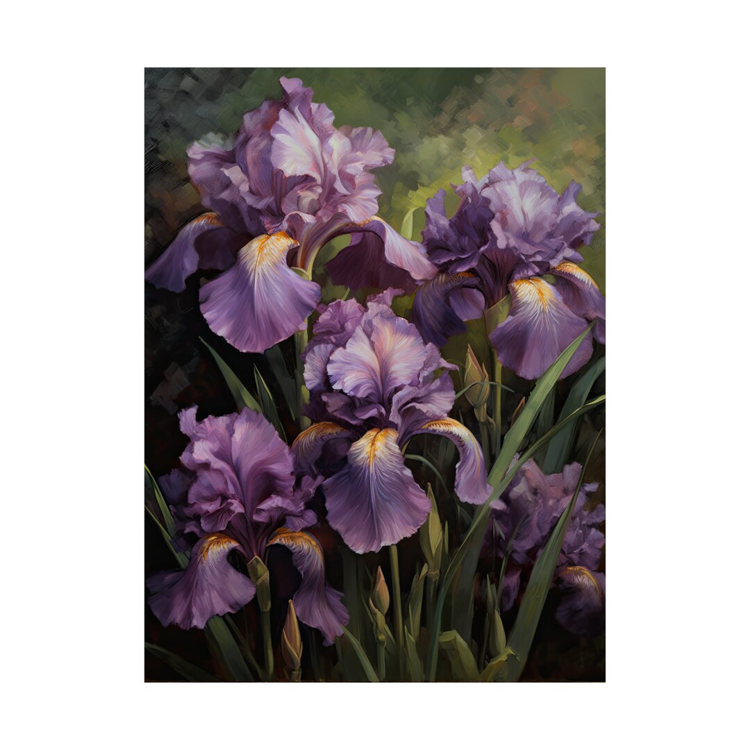 Purple Iris Flower Art Print, Flower Painting, Flower Décor, Floral Art ...