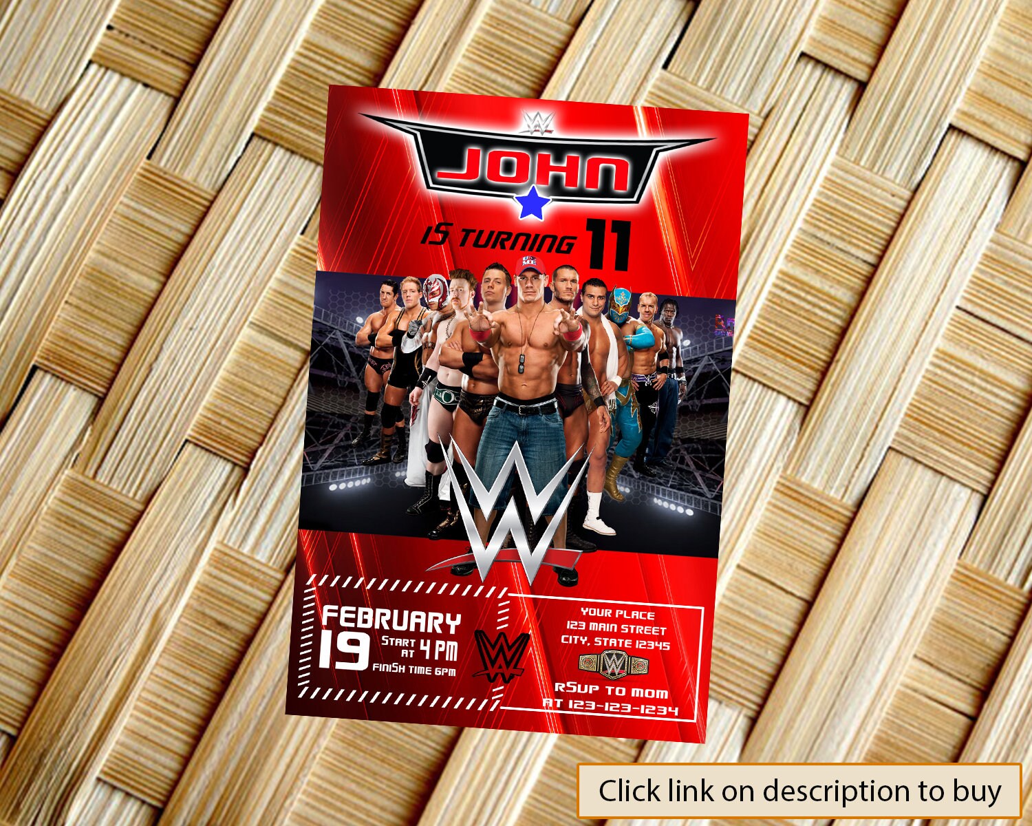 Personalize WWE Birthday Invitation WWE Birthday Party - Etsy