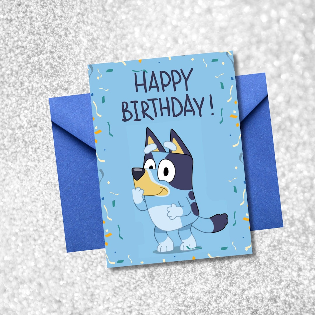 Bluey Happy Birthday Card Wishing A Wackadoo Birthday Comes an Envelope ...