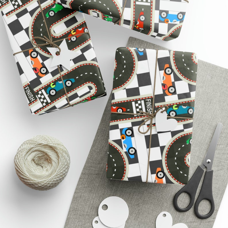 Racing Car Track Wrapping Paper, High Speed Glossy Gift Wrap - Etsy
