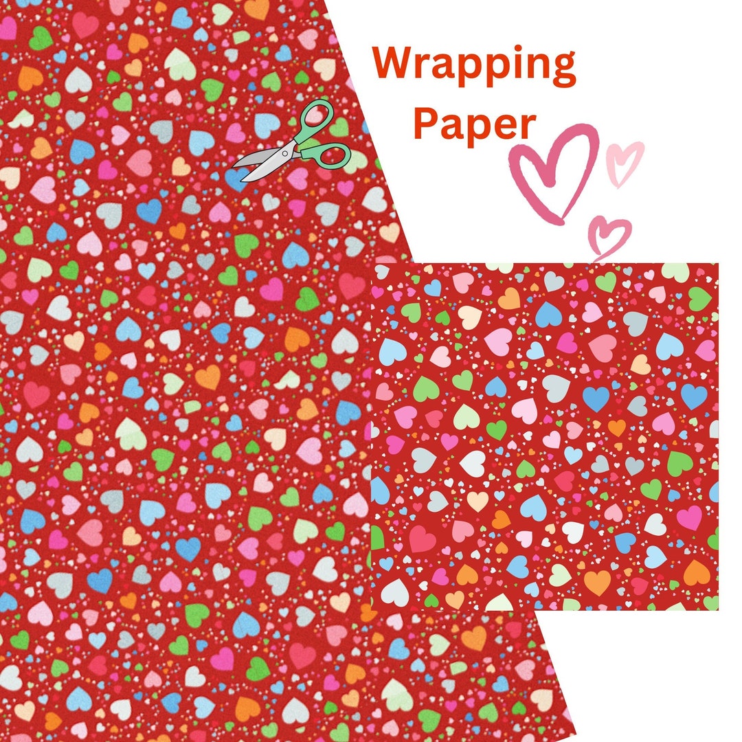 Color Hearts Valentine Wrapping Paper Valentine Gift Wrap - Etsy