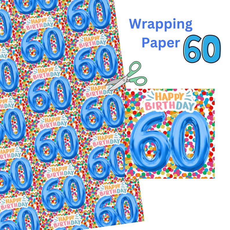 60th Birthday Wrapping Paper 60th Birthday Gift Wrap - Etsy