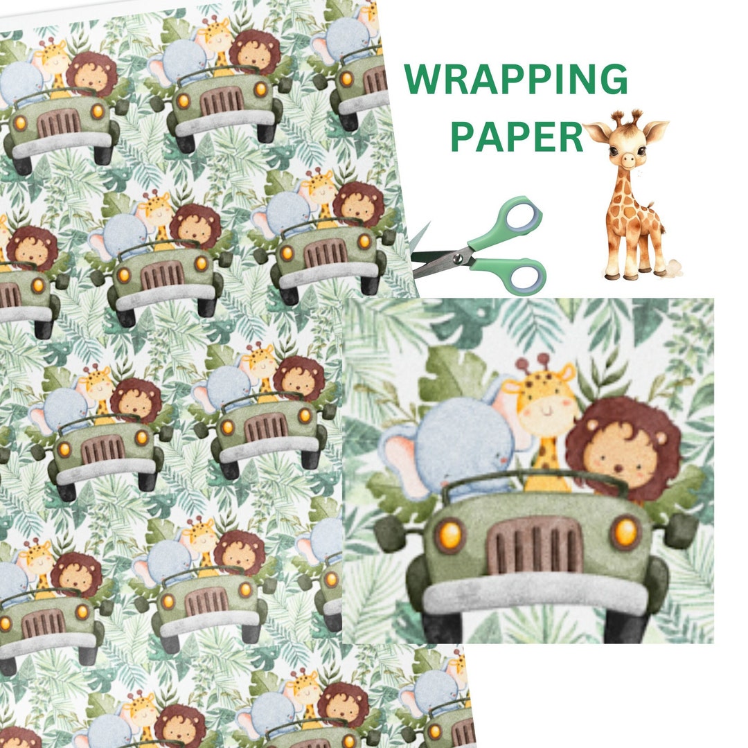 Gift Wrap Safari Wrapping Paper Safari Baby Animals, Baby Shower . All ...