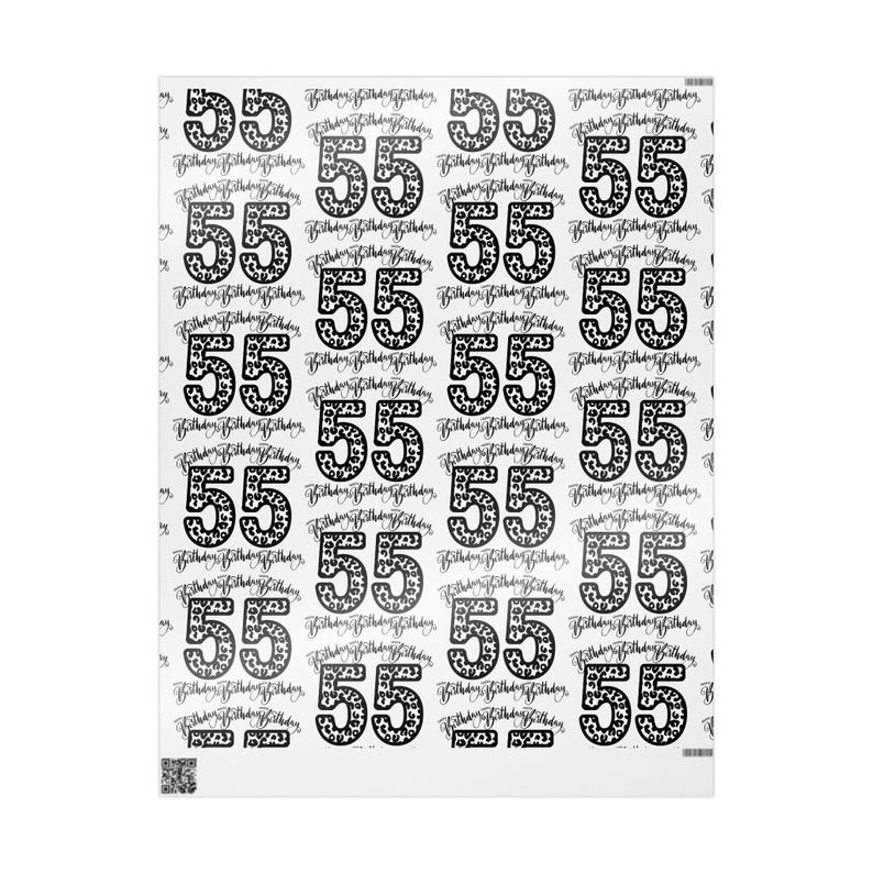 55th Birthday Wrapping Paper Checker 55th Milestone Birthday Gift Wrap ...