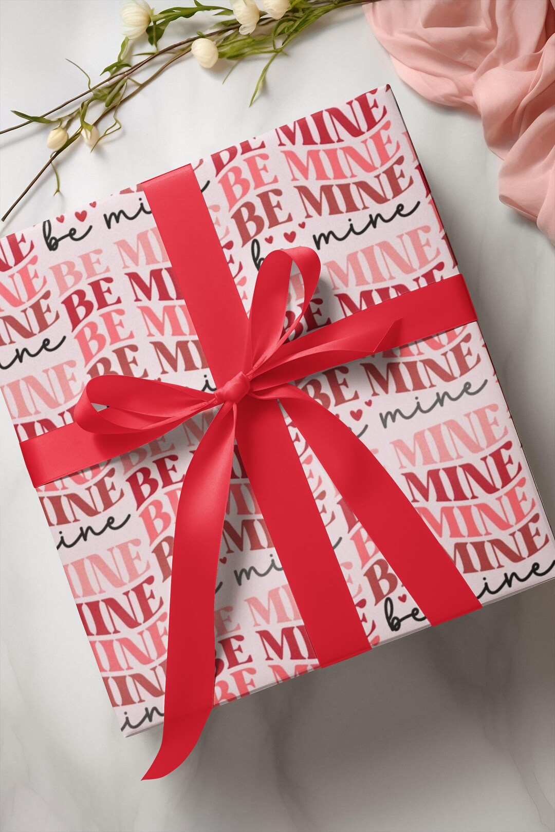 Anniversary Gift Wrap Be Mine Collage Words Wrapping Paper Be Mine ...