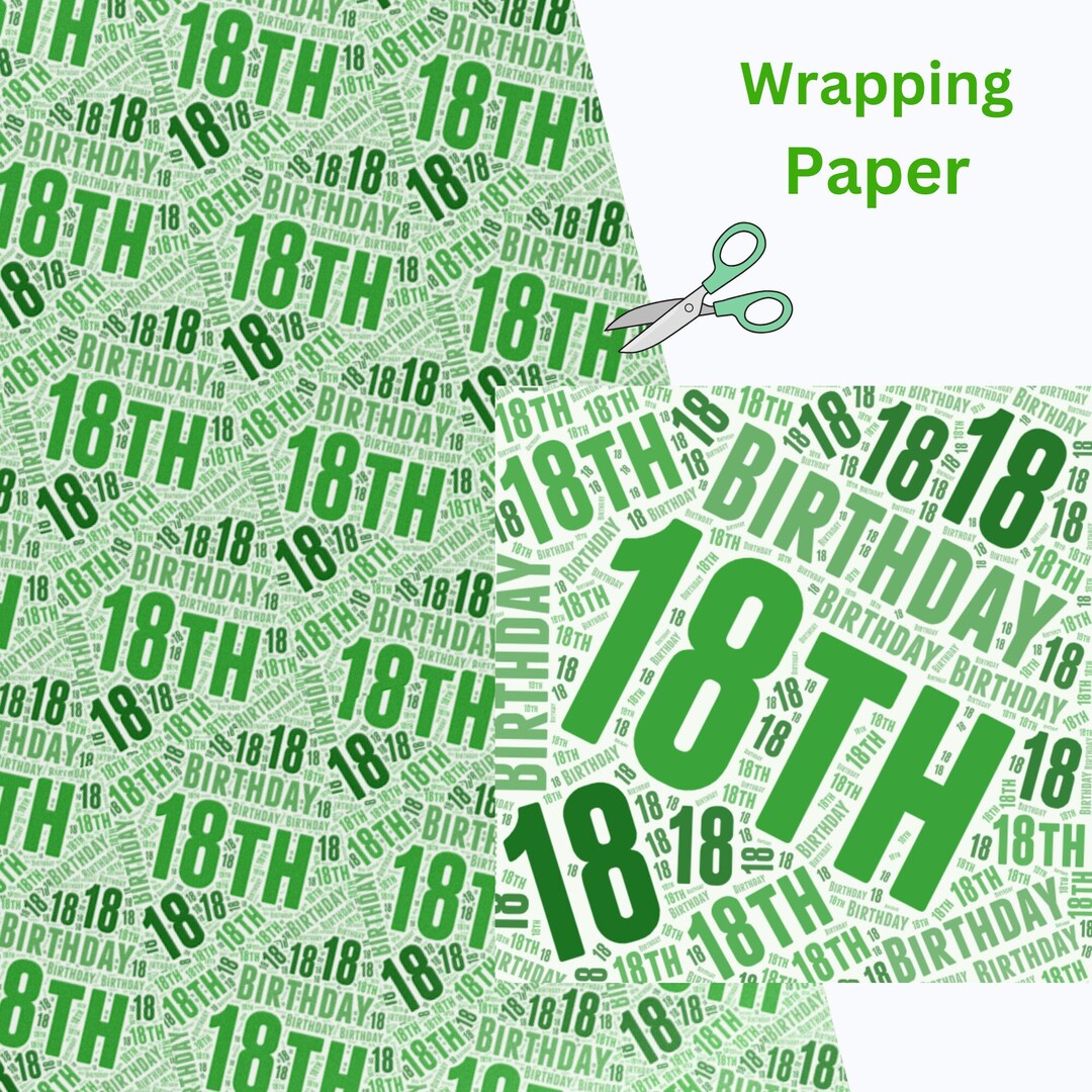 18th Birthday Wrapping Paper, 18th Birthday Gift Wrap, for Him or Her ...