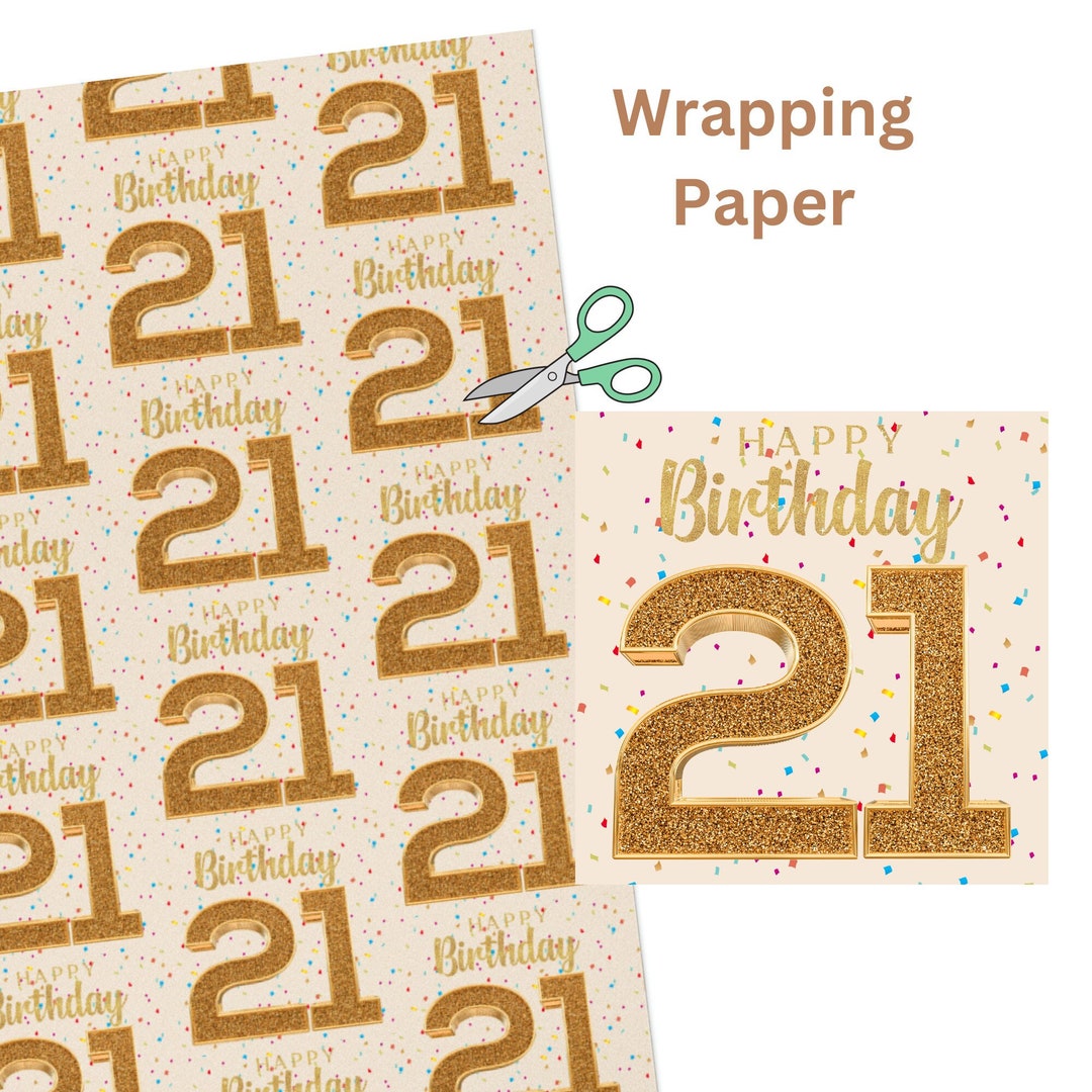 Gift Wrap 21st Birthday Wrapping Paper 21st Birthday Celebrate 21 Happy ...