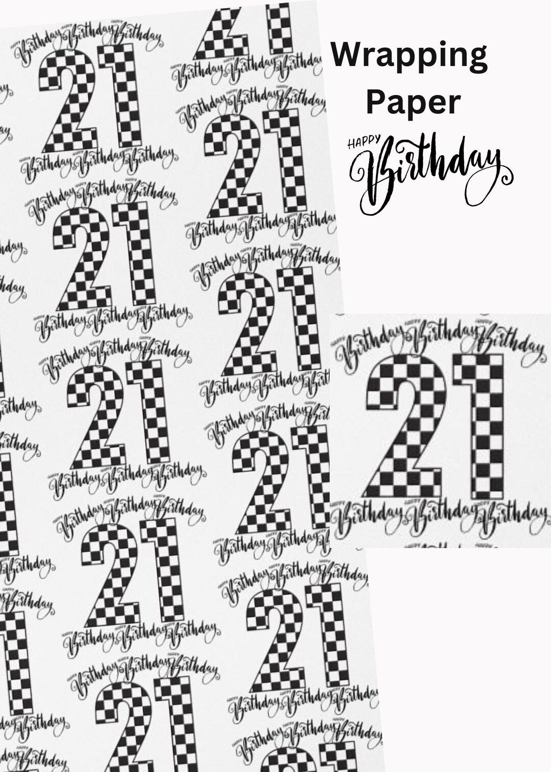 Gift Wrap 21st Birthday Wrapping Paper 21st Milestone Birthday Happy ...