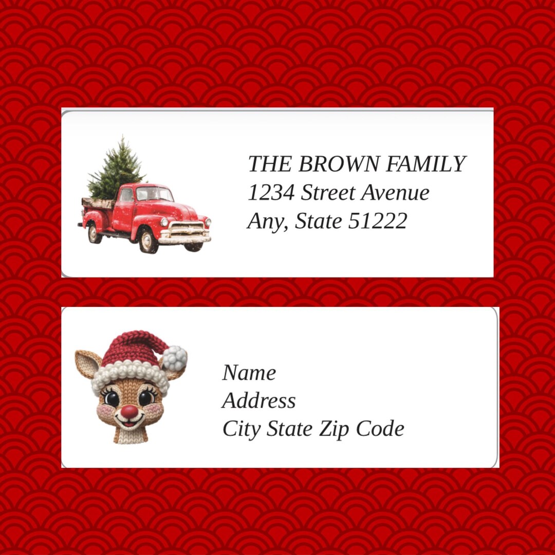 Personalized Christmas Return Address Labels With Red Pick up Christmas ...