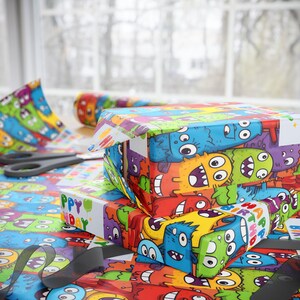 Monster Wrapping Paper Happy Birthday Monster Gift Wrap for Children ...