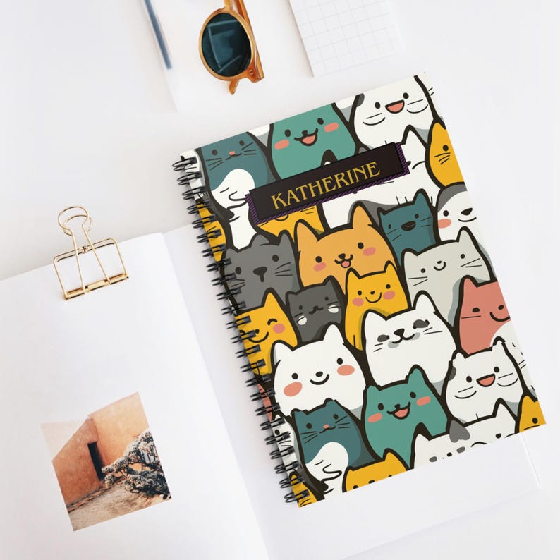 Personalized Kawaii Cat Notebook Kitten Journal - Etsy