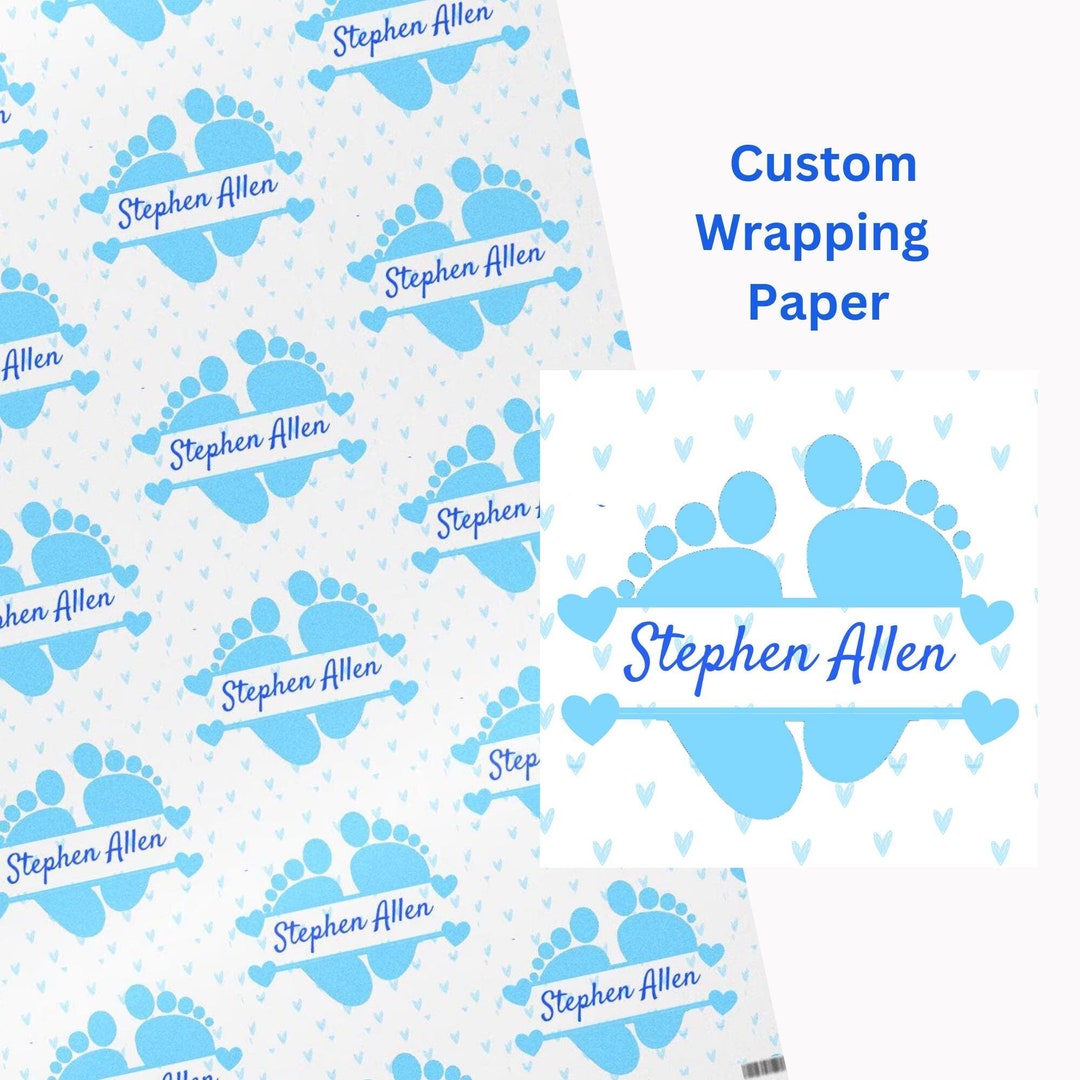 Personalized Baby Shower Wrapping New Baby Custom Gift Wrap Baby Boys ...