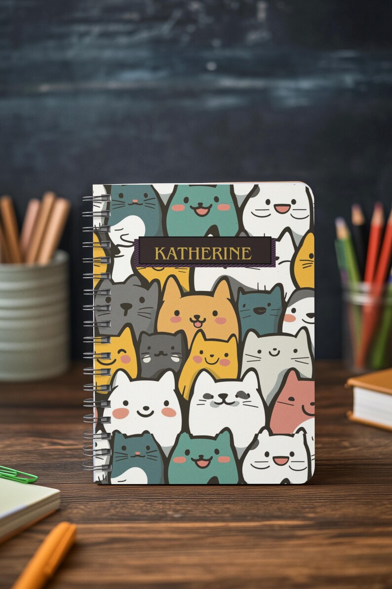 Personalized Kawaii Cat Notebook Kitten Journal - Etsy