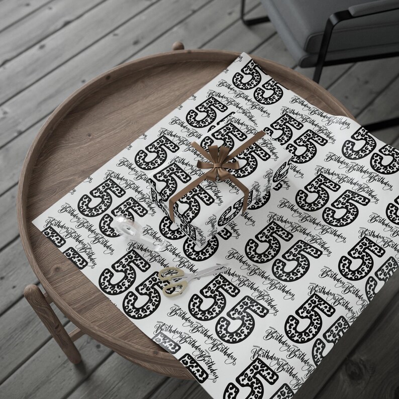55th Birthday Wrapping Paper Checker 55th Milestone Birthday Gift Wrap ...