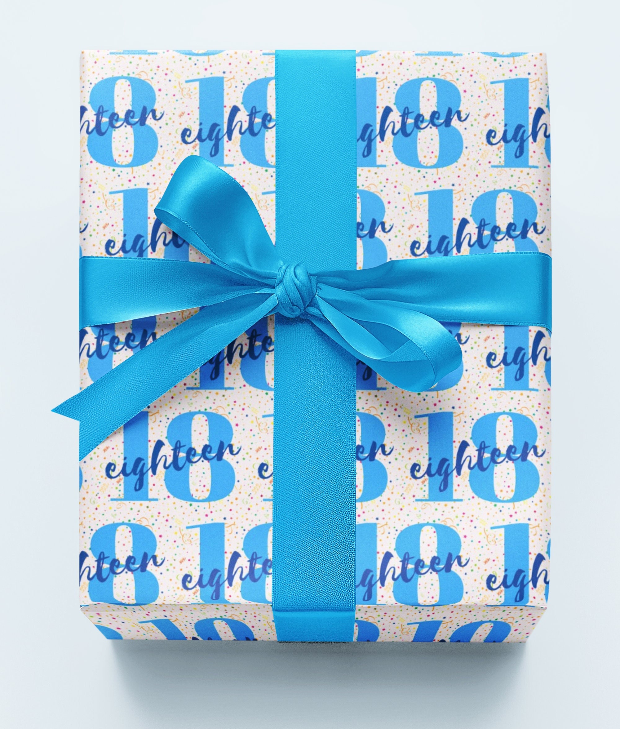 18th Birthday Blue Wrapping Paper, Blue 18th Birthday Gift Wrap - Etsy