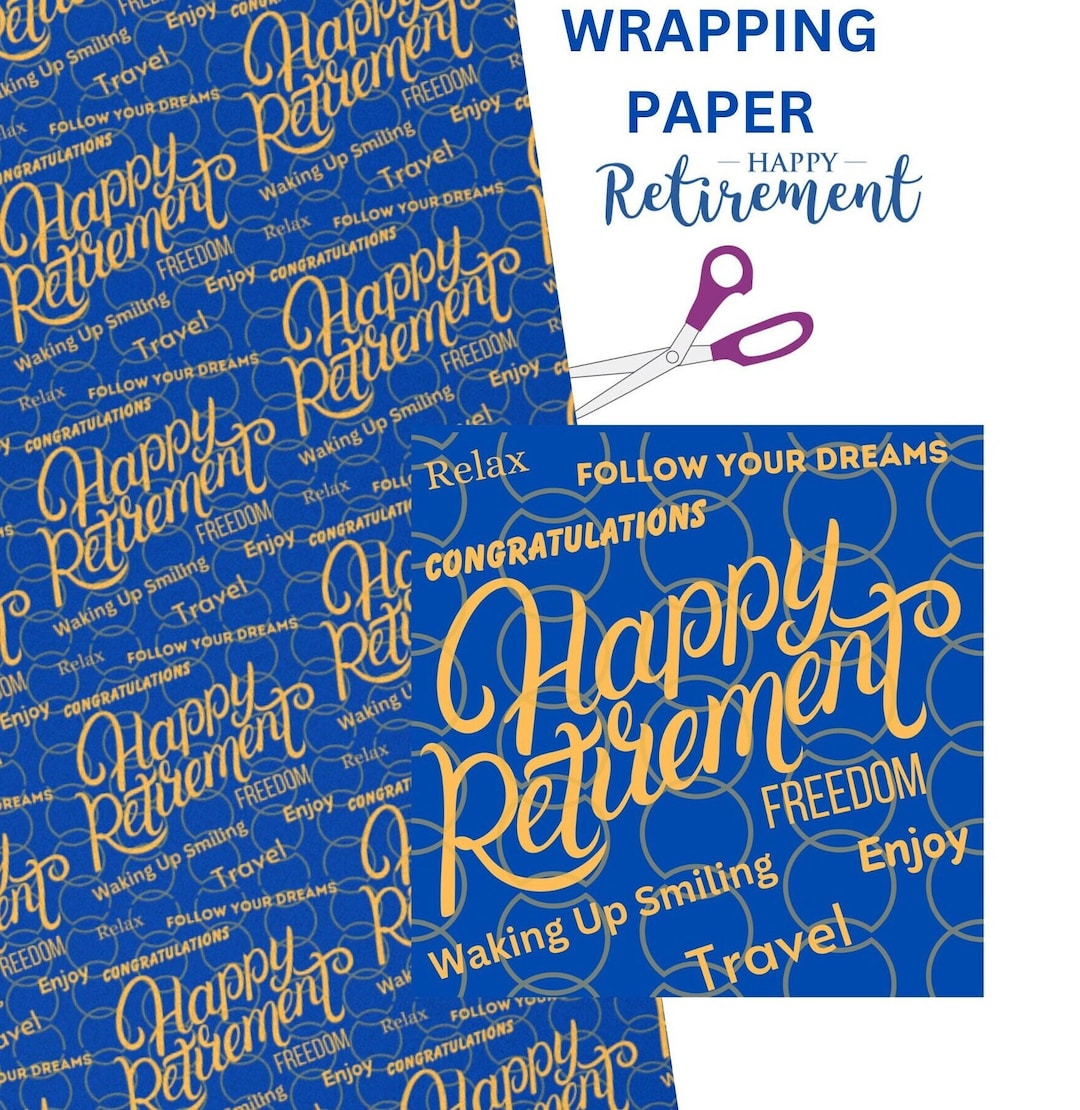 Happy Retirement Wrapping Paper Retirement Gift Wrap Postive Quotes for ...
