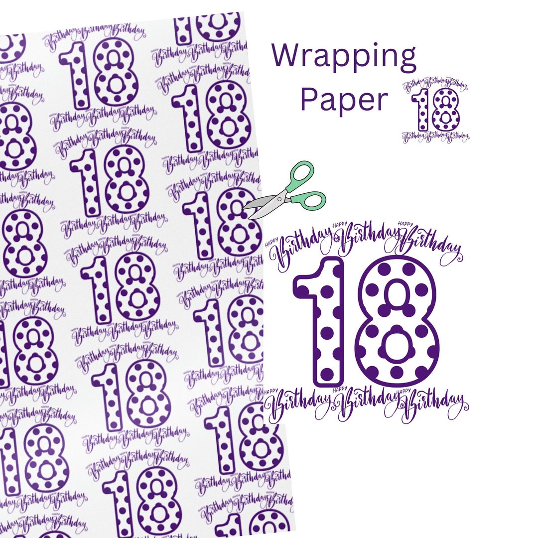 18th Birthday Wrapping Paper, 18th Birthday Dot Gift Wrap, Milestone ...