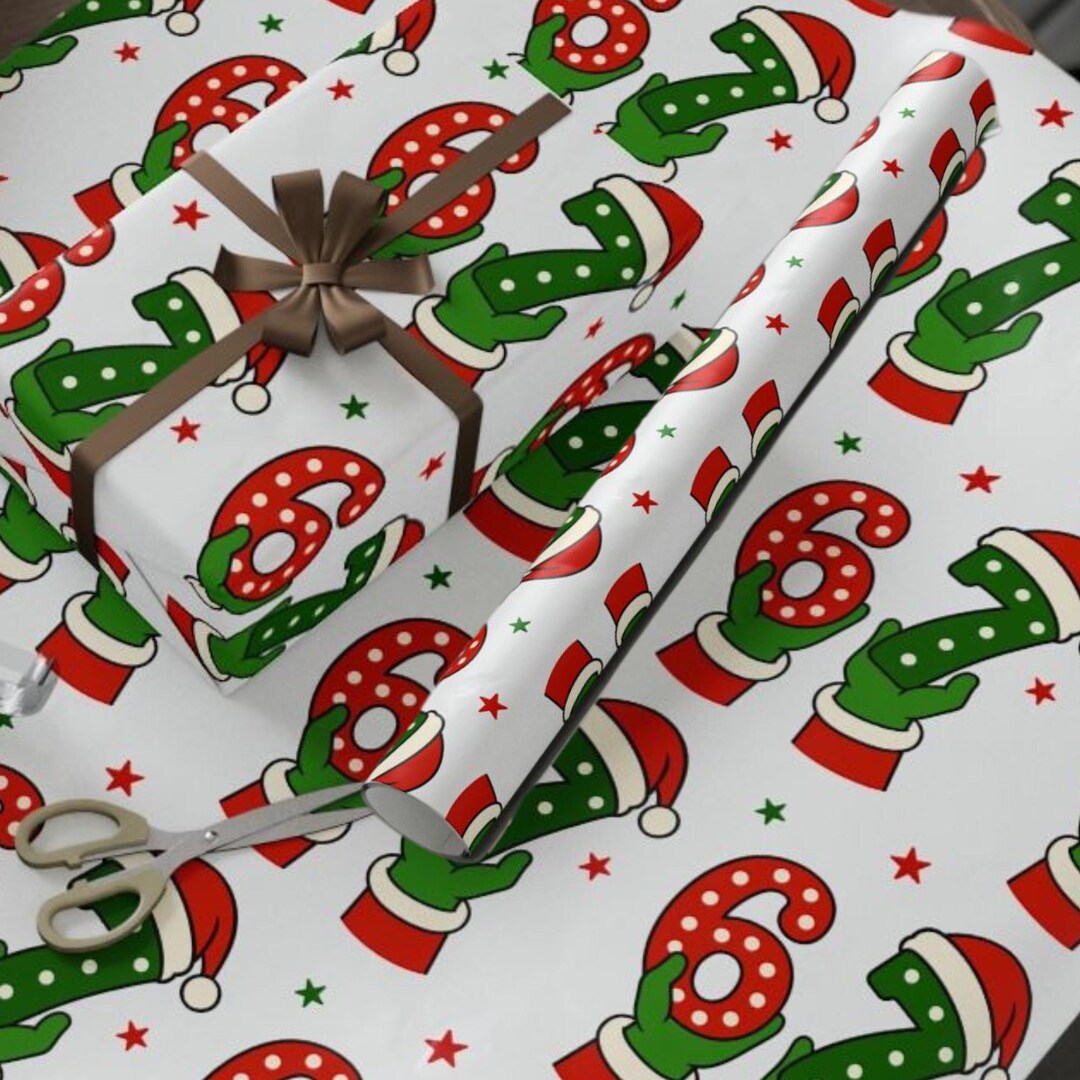 Christmas Number 67 Wrapping Paper Festive 67 in Christmas Colors Gift ...