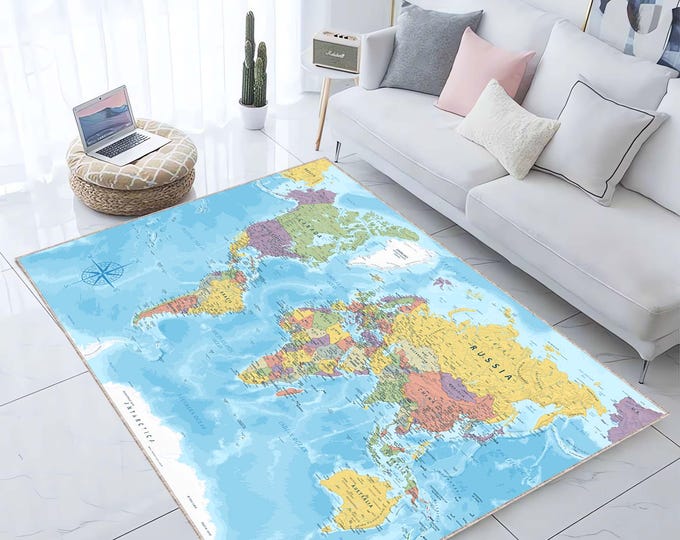 World Map, Highly Detailed Colored Map of the World, Education World ...
