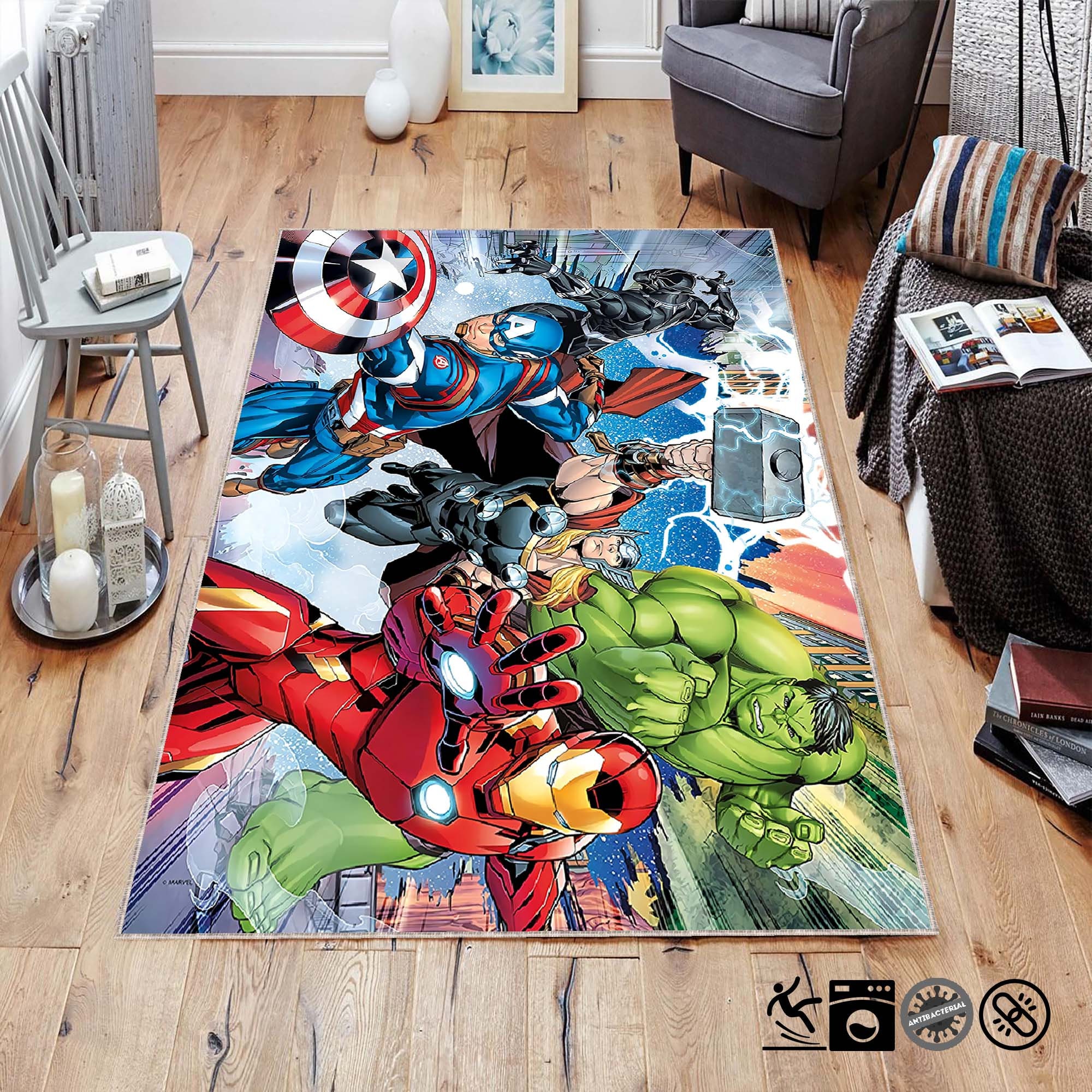 Super Hero Rug, Kids Mat, Superhero Carpet, Ironman, Hulk, Captain ...