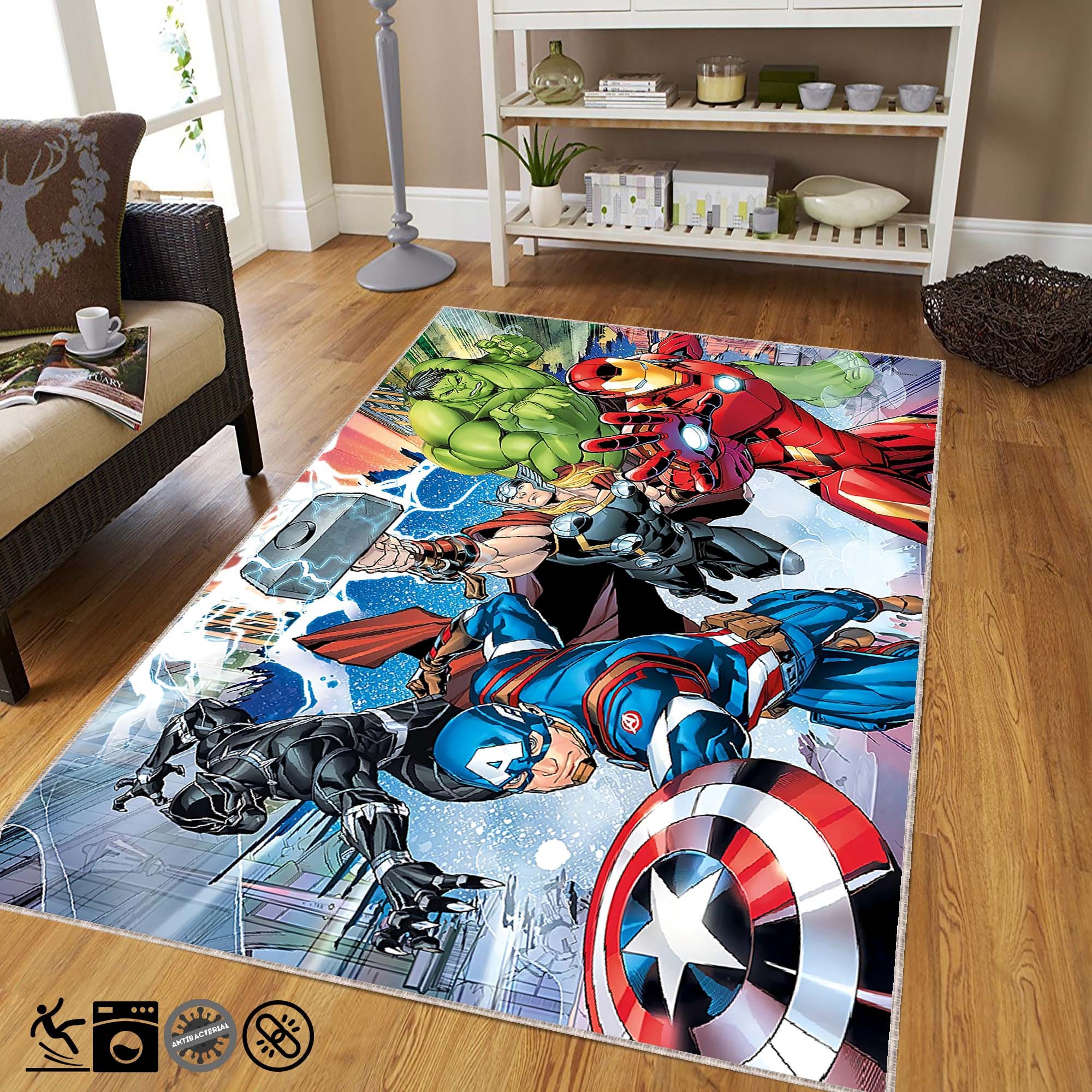 Super Hero Rug, Kids Mat, Superhero Carpet, Ironman, Hulk, Captain ...