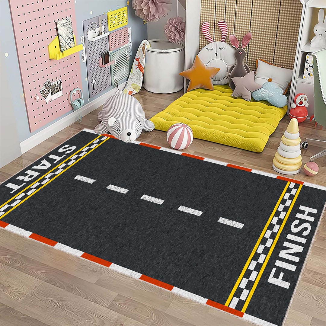 Racetrack With Start and Finish Lines Printed Runner Rug Washable Race ...