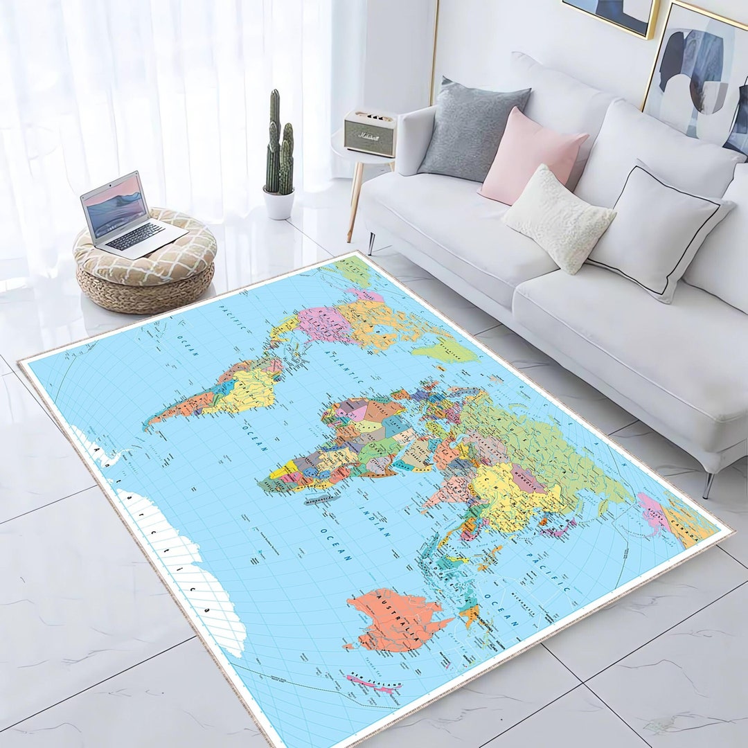 Earth World Map Rug, School Education Rug, Earth Map , World Map Carpet ...