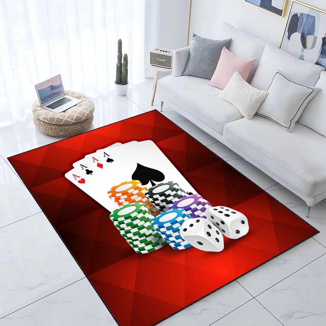 Poker Rug, Poker Card Rug, Play Cards Rug, Game Room Rug, Gift Rug ...