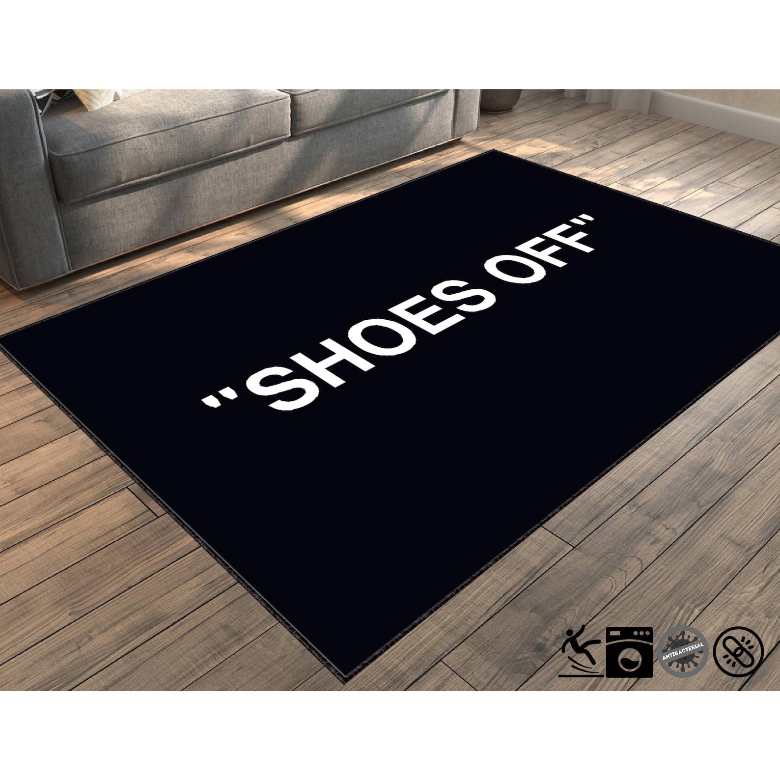 Shoes off Rug Black Keep Off Designer Personalized Gift - Etsy