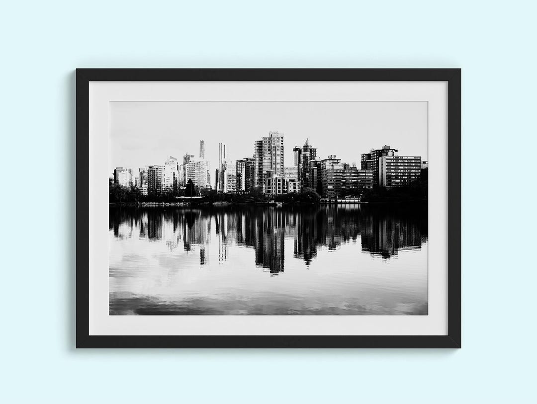 Vancouver BC Cityscape Reflections, Black and White Fine Art ...