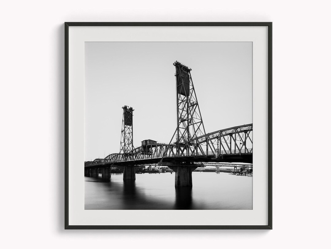 Portland Bridges Black and White Square Print, Hawthorne Bridge, Oregon ...