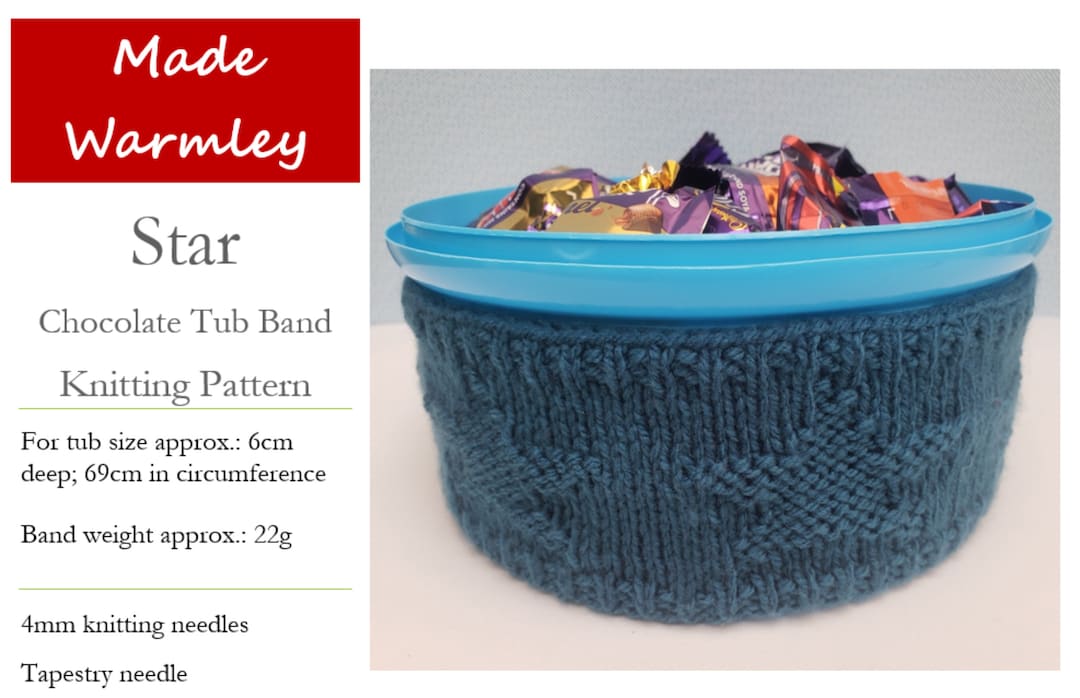 PDF Knitting Pattern for Star Chocolate Tub Band for Tins of Chocolates ...