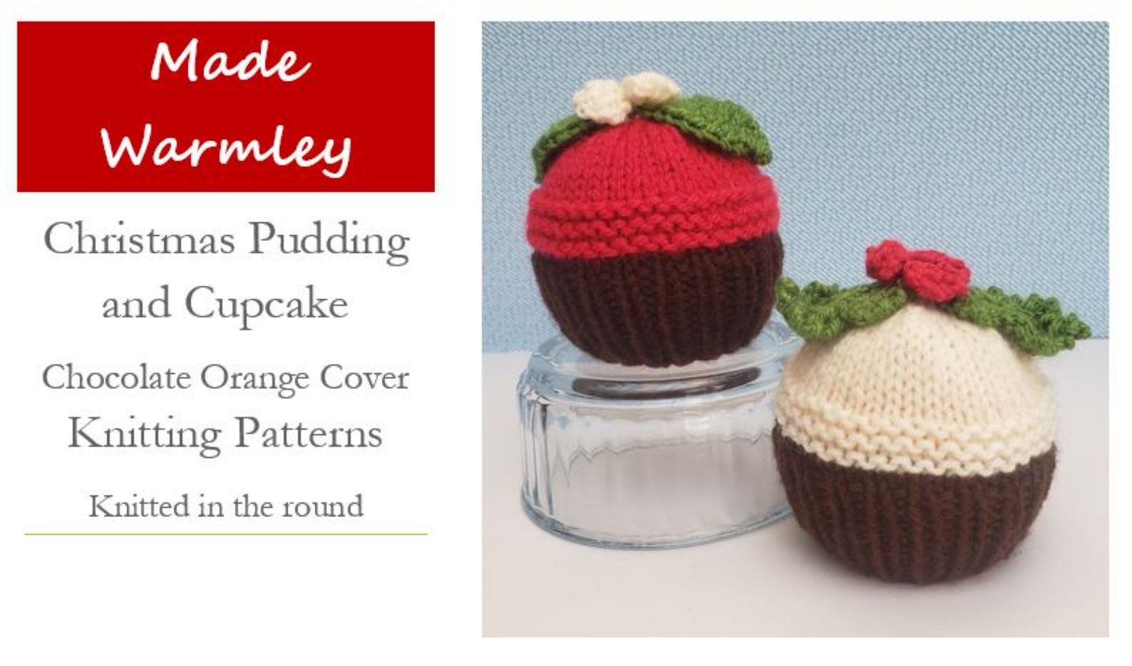PDF Knitting Pattern for Knitted-in-round, Christmas Pudding & Cupcake ...