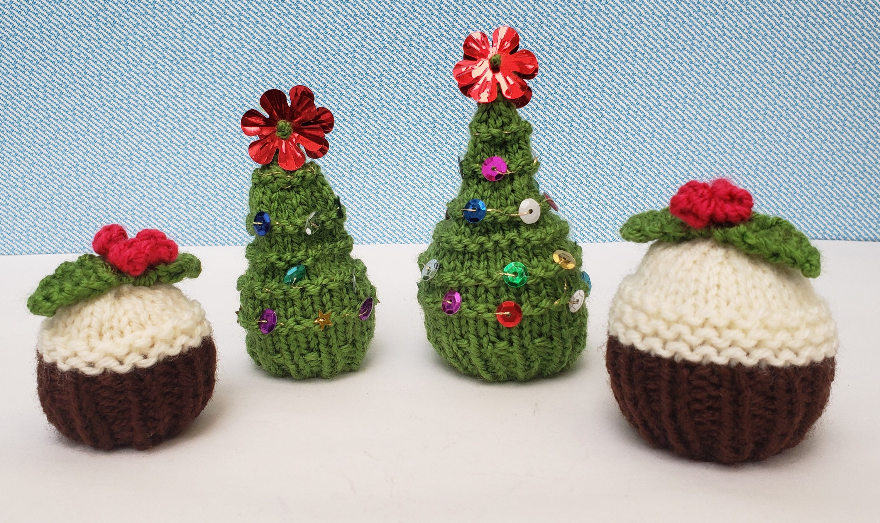 PDF Knitting Pattern for Knitted-in-round Mini & Small Xmas Tree Covers ...
