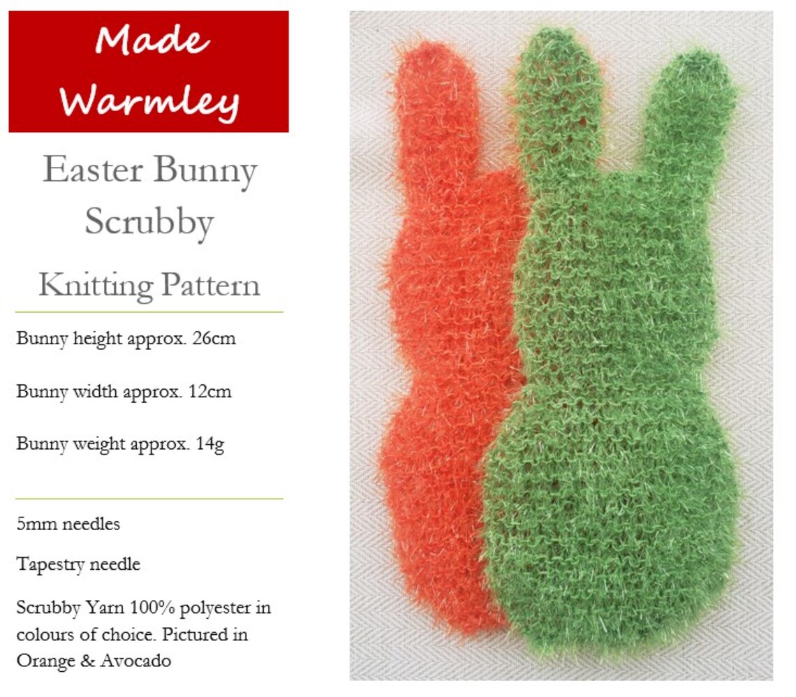 PDF Knitting Pattern for Easter Bunny Cleaning Scrubby; Quick, Easy ...