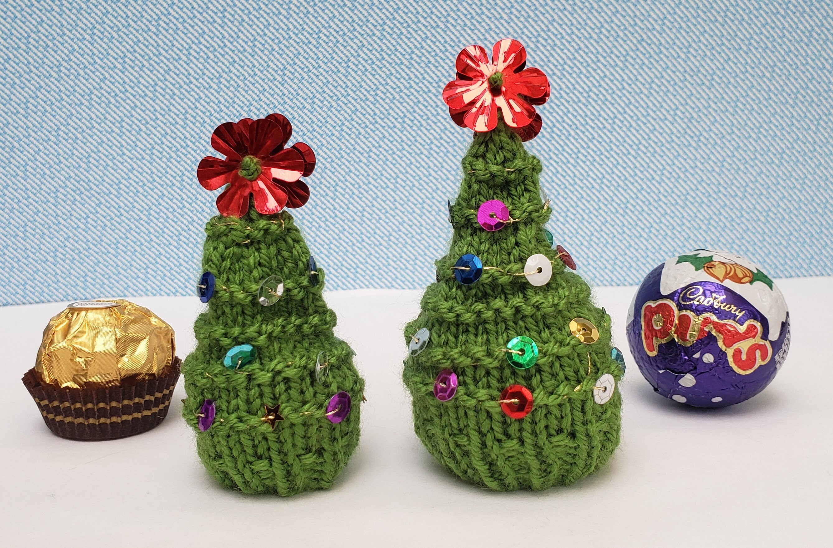 PDF Knitting Pattern for Knitted-in-round Mini & Small Xmas Tree Covers ...