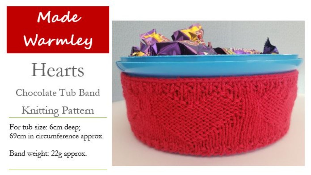 PDF Knitting Pattern for Heart Chocolate Tub Band for Tins of ...