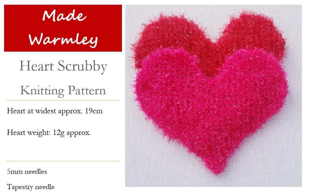 PDF Knitting Pattern for Valentine Heart Cleaning Scrubby; Quick, Easy ...